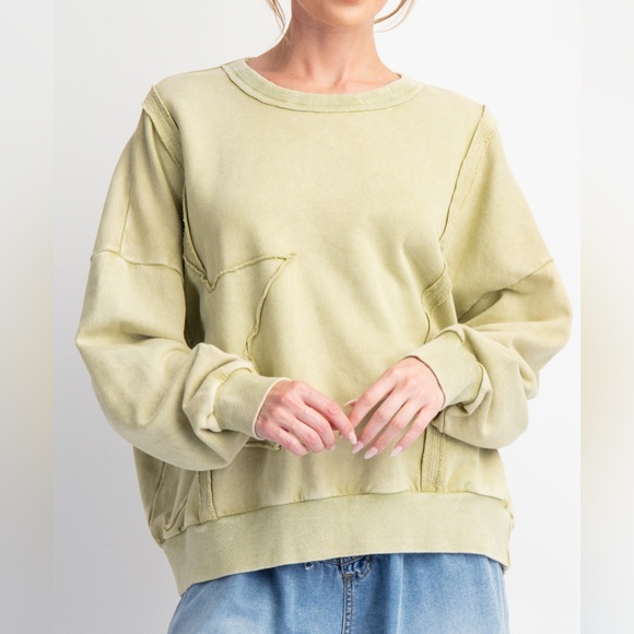 easel | Tops | Easel Sage Mineral Washed Terry Pullover | Poshmark